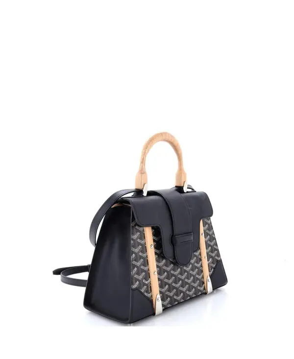 Goyard Pm Saigon Top Handle Bag Coated Canvas With Leather - Black