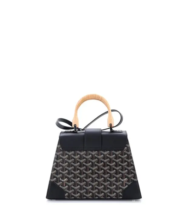 Goyard Pm Saigon Top Handle Bag Coated Canvas With Leather - Black