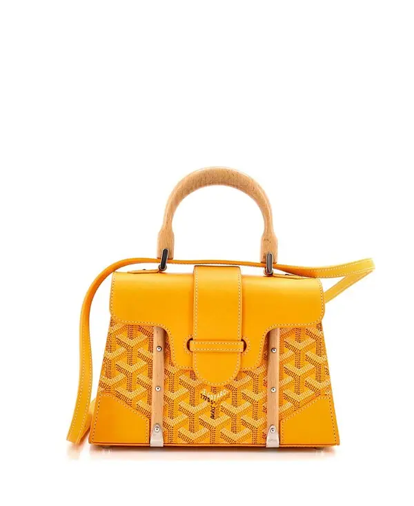 Goyard Structured Saigon Top Handle Bag Coated Canvas With Leather - Yellow