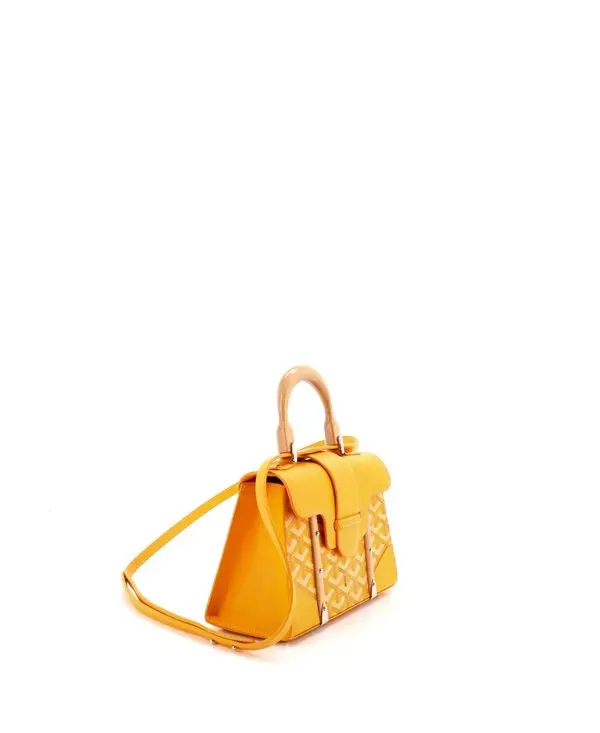 Goyard Structured Saigon Top Handle Bag Coated Canvas With Leather - Yellow