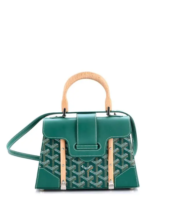 Goyard Structured Saigon Top Handle Bag Coated Canvas With Leather - Green
