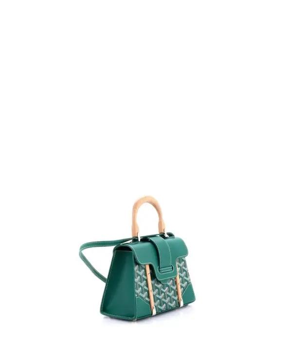 Goyard Structured Saigon Top Handle Bag Coated Canvas With Leather - Green