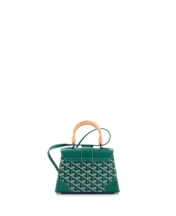 Goyard Structured Saigon Top Handle Bag Coated Canvas With Leather - Green