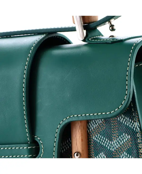 Goyard Structured Saigon Top Handle Bag Coated Canvas With Leather - Green