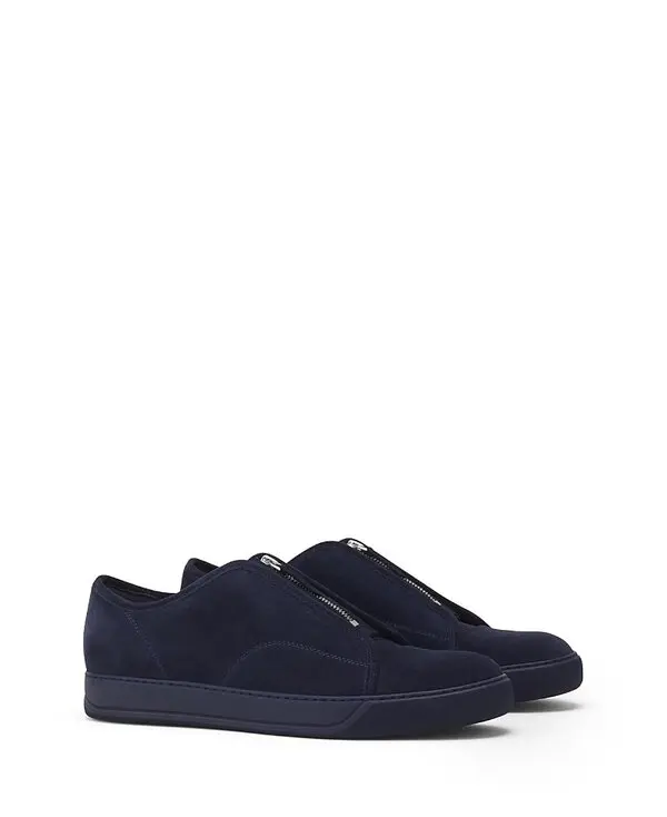 LANVIN Suede Zip Sneakers - Navy/navy