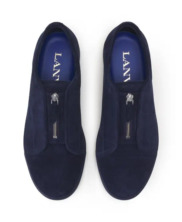 LANVIN Suede Zip Sneakers - Navy/navy