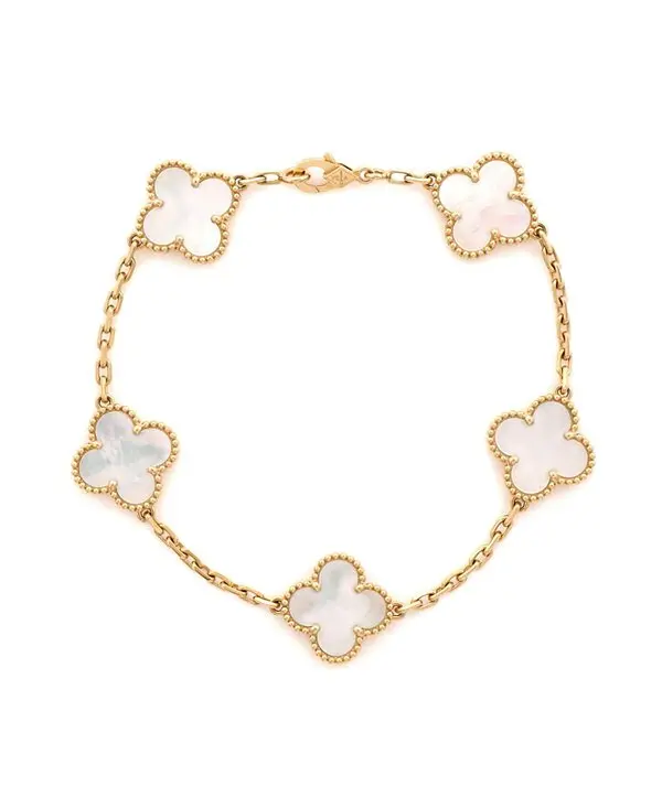 VAN CLEEF & ARPELS Vintage Alhambra 5 Motifs Bracelet 18k And Mother Of Pearl - Gold
