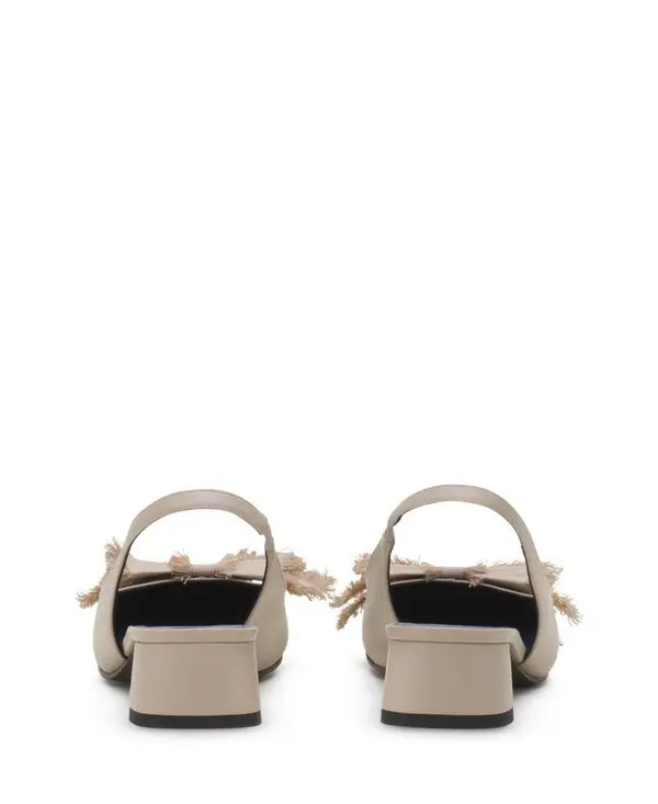 LANVIN Heeled Slingback Ballerina In Leather - Sand