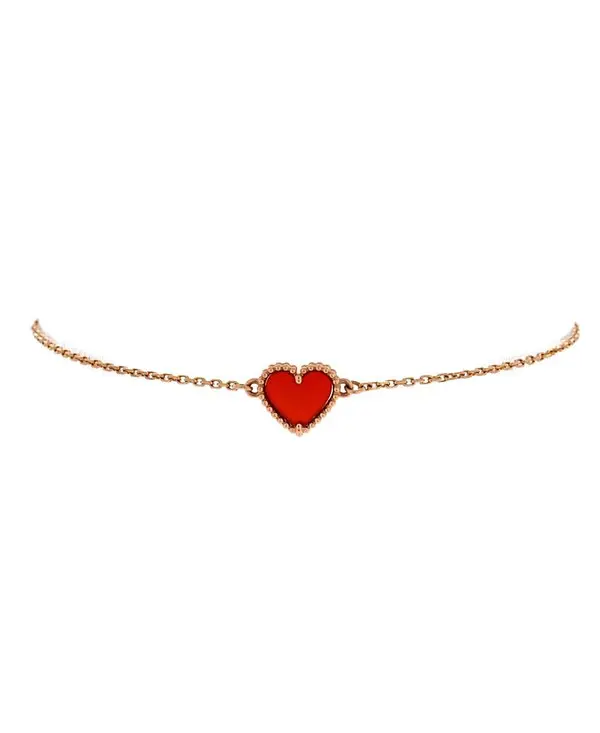 VAN CLEEF & ARPELS Sweet Alhambra Heart Bracelet 18k Rose Gold With Carnelian - Pink