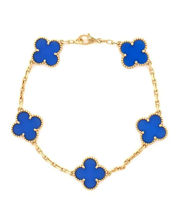 VAN CLEEF & ARPELS Vintage Alhambra 5 Motifs Bracelet 18k And Agate - Gold