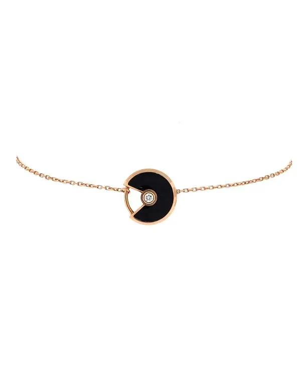 CARTIER Xs Amulette De Bracelet 18k Rose Gold With Diamond And Onyx - Pink