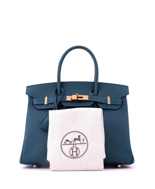 Hermès Birkin 30 Handbag Blue Epsom With Gold Hardware