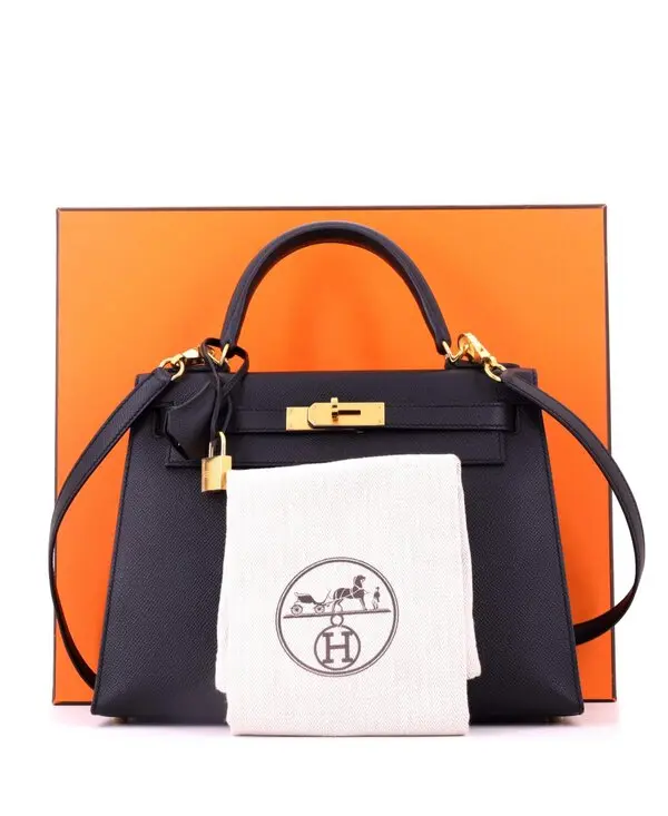 Hermès Kelly 28 Handbag Black Epsom With Gold Hardware - Noir