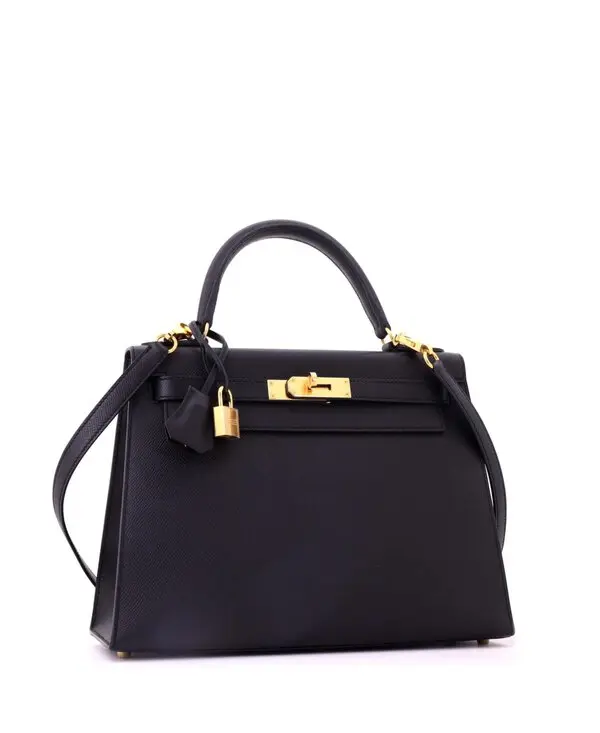 Hermès Kelly 28 Handbag Black Epsom With Gold Hardware - Noir