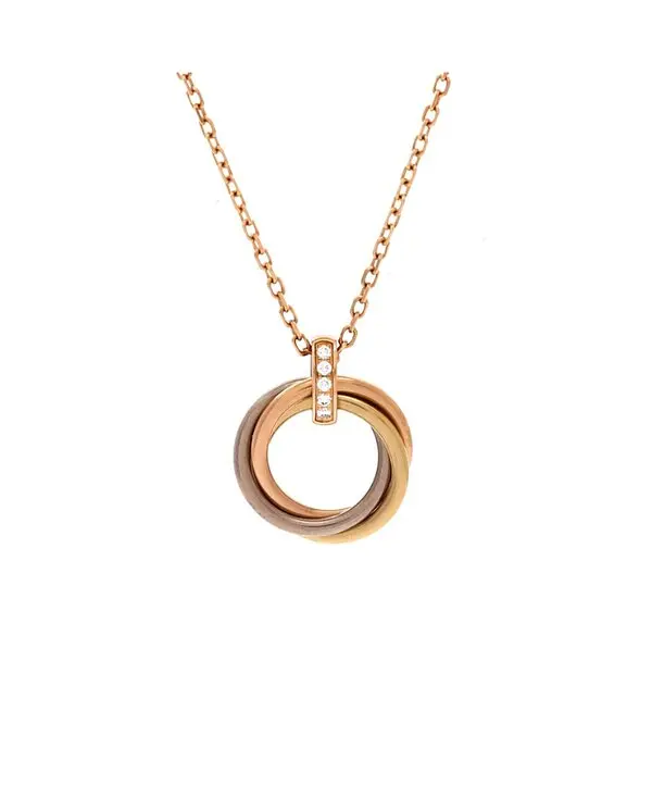 CARTIER Trinity Pendant Necklace 18k Tricolor And Diamonds, 16 - Gold