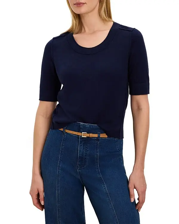 NIC+ZOE Exposed Seam Elbow Sleeve Sweater - Dark Indigo