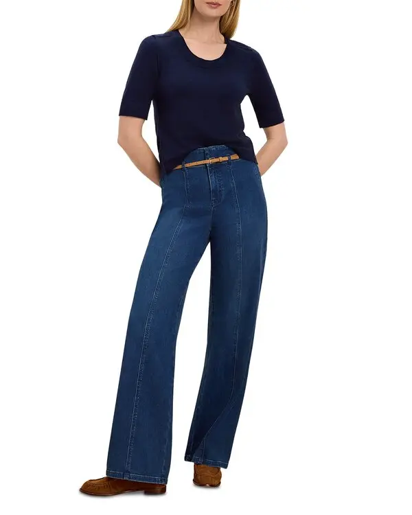 NIC+ZOE Exposed Seam Elbow Sleeve Sweater - Dark Indigo