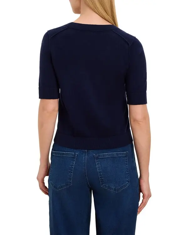 NIC+ZOE Exposed Seam Elbow Sleeve Sweater - Dark Indigo