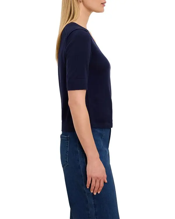 NIC+ZOE Exposed Seam Elbow Sleeve Sweater - Dark Indigo