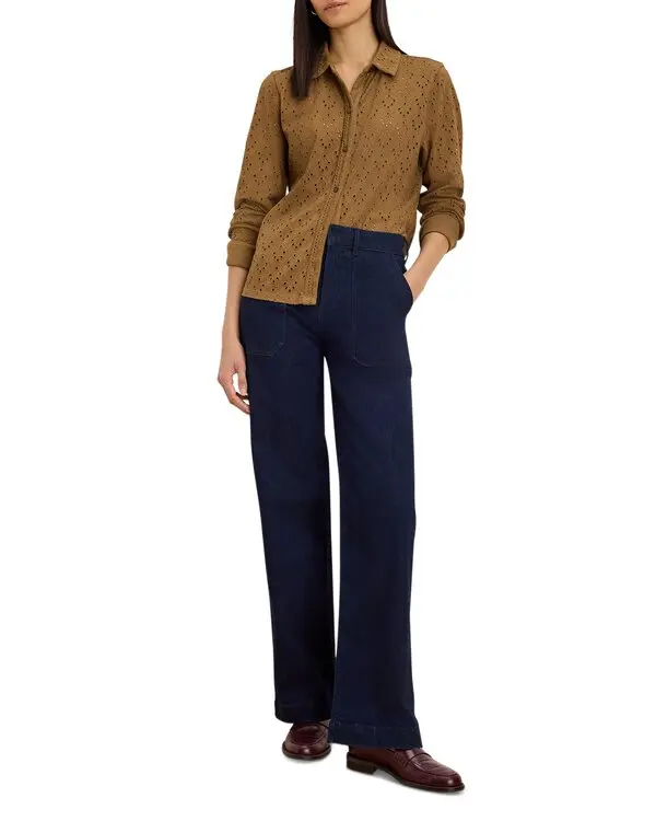 NIC+ZOE Knit Eyelet Shirt - Oak