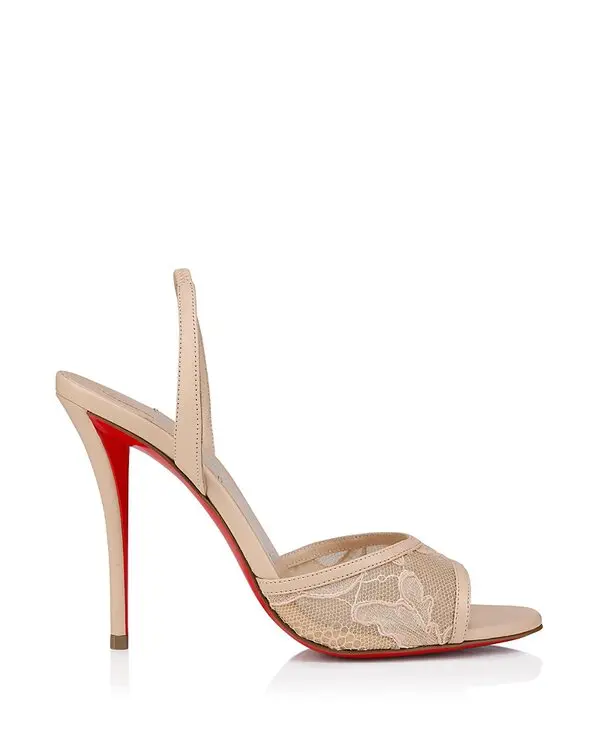 CHRISTIAN LOUBOUTIN Miss Z Lace Sling Slingback Pumps - Light Blush