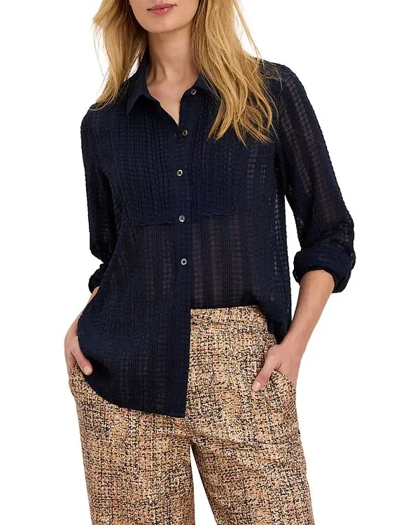 NIC+ZOE Chiffon Jacquard Tuxedo Shirt