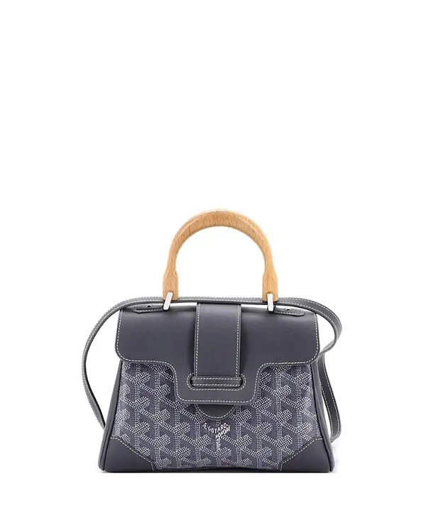 Goyard Saigon Top Handle Bag Coated Canvas With Leather - Gray