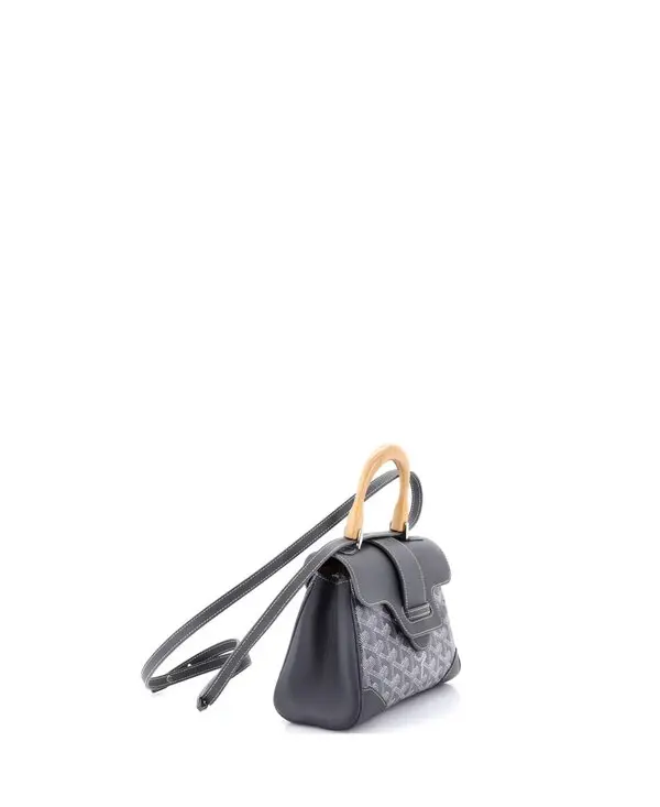 Goyard Saigon Top Handle Bag Coated Canvas With Leather - Gray