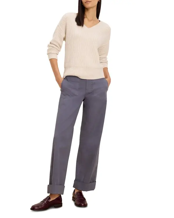 NIC+ZOE Cozy Cottage V Neck Sweater - Coconut