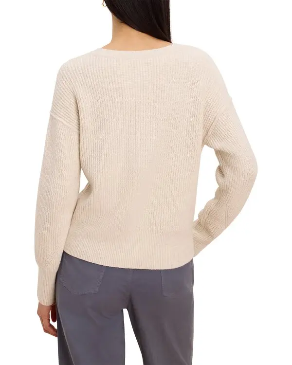 NIC+ZOE Cozy Cottage V Neck Sweater - Coconut