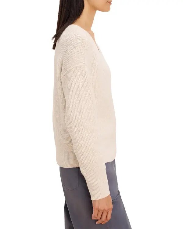 NIC+ZOE Cozy Cottage V Neck Sweater - Coconut