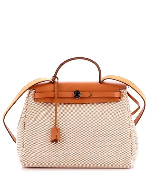 Hermès 31 Herbag Zip Criss Viking Toile And Leather - Neutral