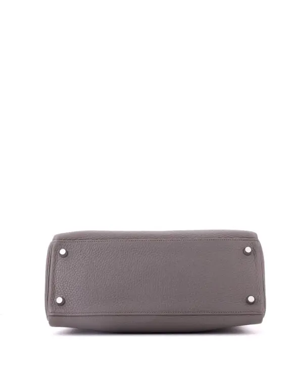 Hermès Kelly 28 Handbag Grey Clemence With Palladium Hardware - Etain