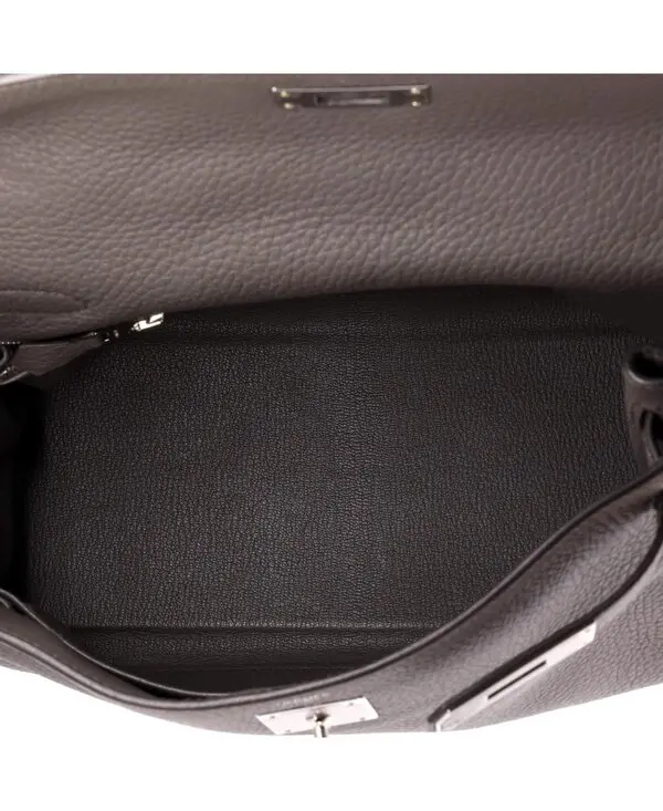Hermès Kelly 28 Handbag Grey Clemence With Palladium Hardware - Etain