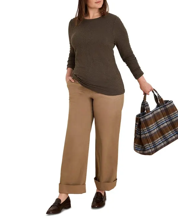 NIC+ZOE Crinkle Knit Long Sleeve Top - Kelp