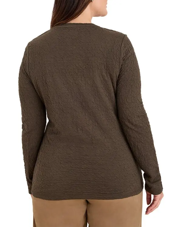 NIC+ZOE Crinkle Knit Long Sleeve Top - Kelp