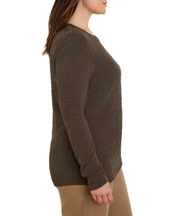 NIC+ZOE Crinkle Knit Long Sleeve Top - Kelp