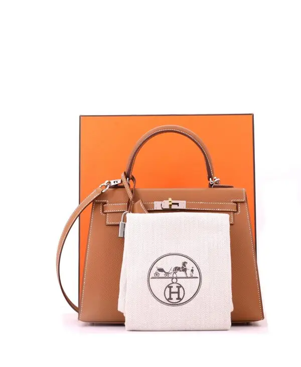 Hermès Kelly 25 Handbag Brown Epsom With Electrum Hardware