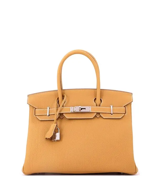 Hermès Birkin 30 Handbag Light Togo With Palladium Hardware - Natural Sable