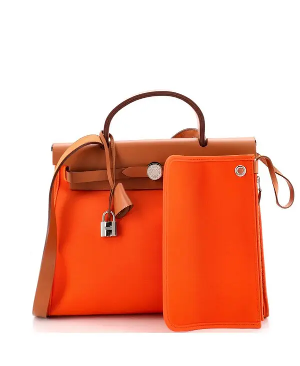 Hermès 31 Herbag Zip Leather And Toile