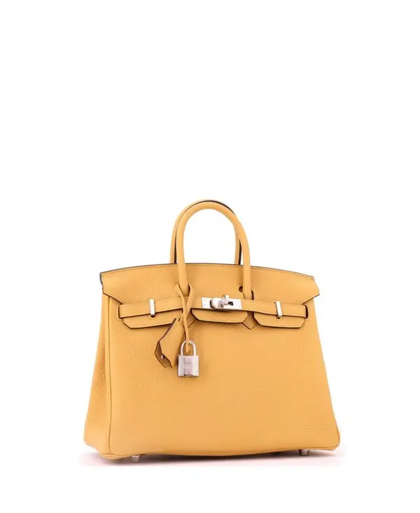Hermès Birkin 25 Handbag Yellow Togo With Palladium Hardware - Paille