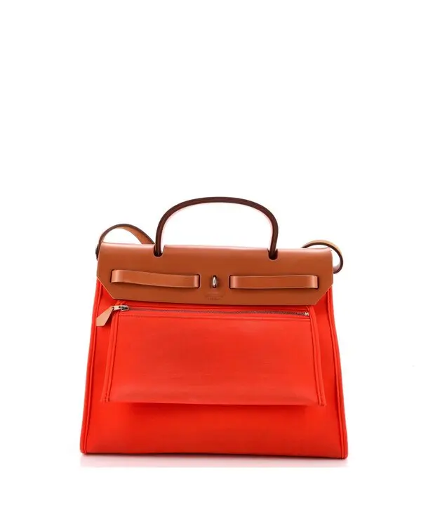 Hermès 31 Herbag Zip Leather And Toile