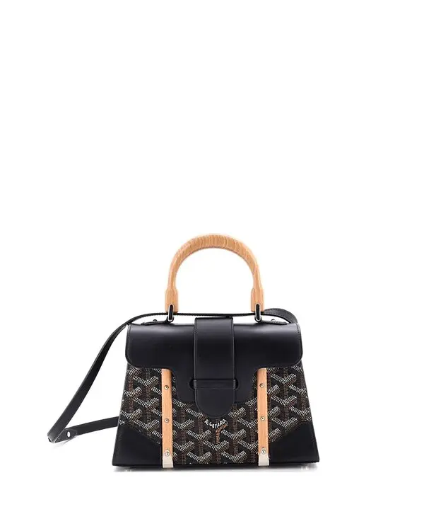 Goyard Structured Saigon Top Handle Bag Coated Canvas With Leather - Black