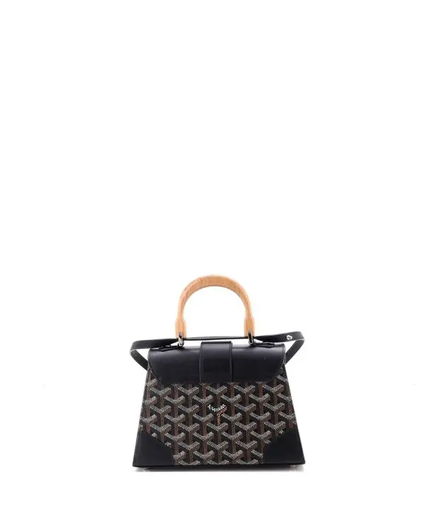 Goyard Structured Saigon Top Handle Bag Coated Canvas With Leather - Black
