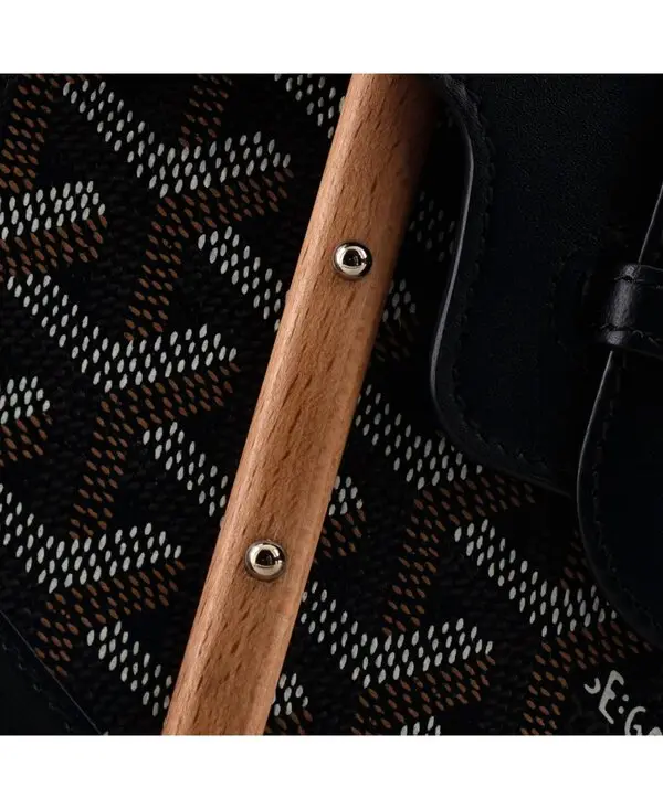 Goyard Structured Saigon Top Handle Bag Coated Canvas With Leather - Black