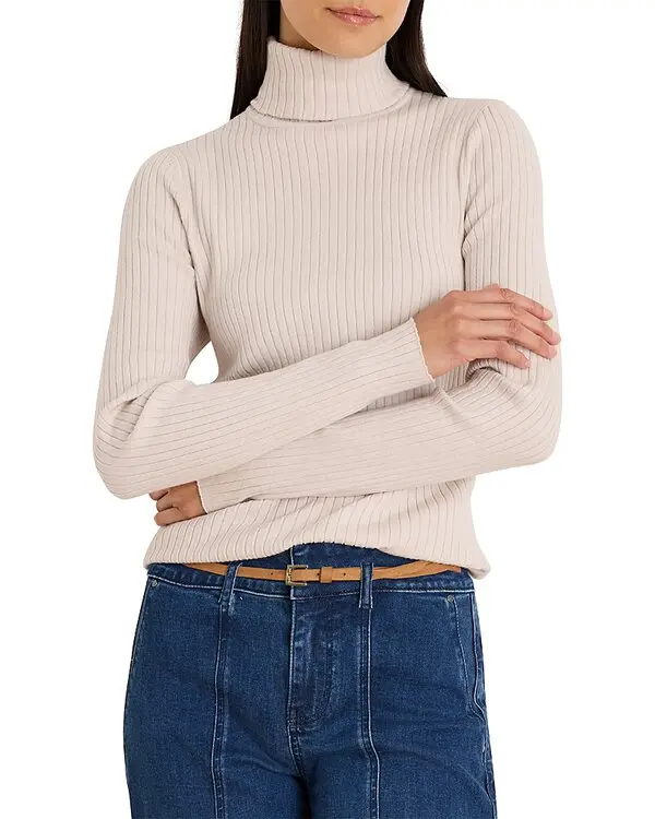 NIC+ZOE Perfect Ribbed Turtleneck Sweater - Sugar Cookie