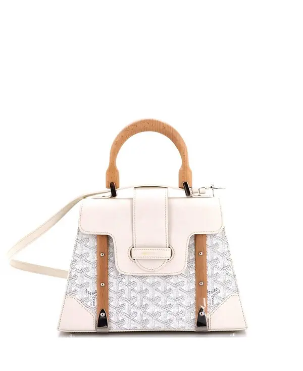 Goyard Pm Saigon Top Handle Bag Coated Canvas With Leather - White