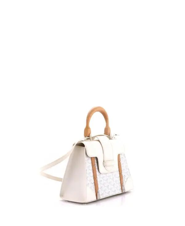 Goyard Pm Saigon Top Handle Bag Coated Canvas With Leather - White