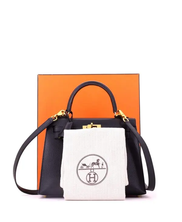 Hermès Kelly 25 Handbag Black Epsom With Gold Hardware - Noir