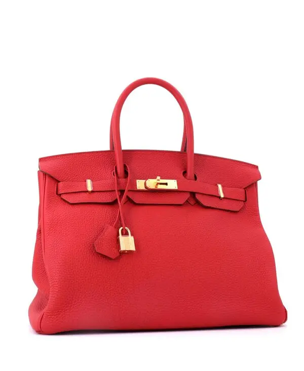 Hermès Birkin 35 Handbag Red Togo With Gold Hardware